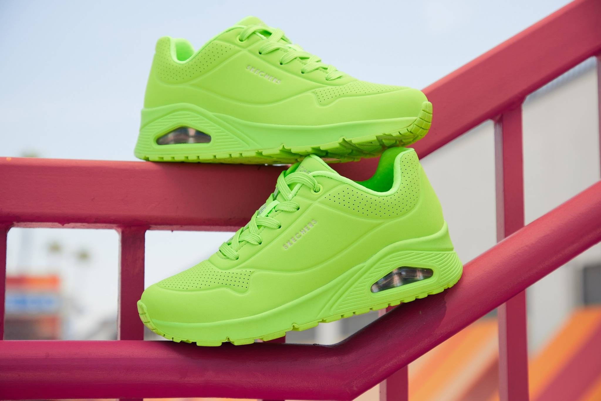 Sneakersy damskie Skechers Night Shades buty sportowe zielone limonka ...